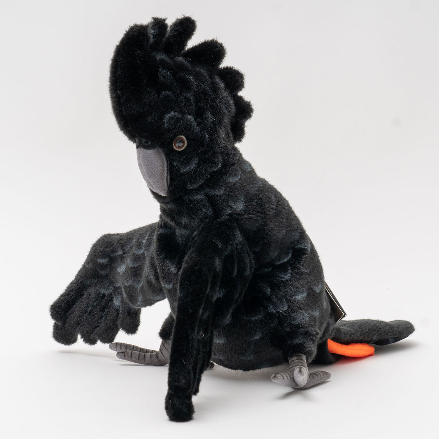 Hansa Black Cockatoo Puppet - 49cm - Soft Plush Toy | Australian Geographic