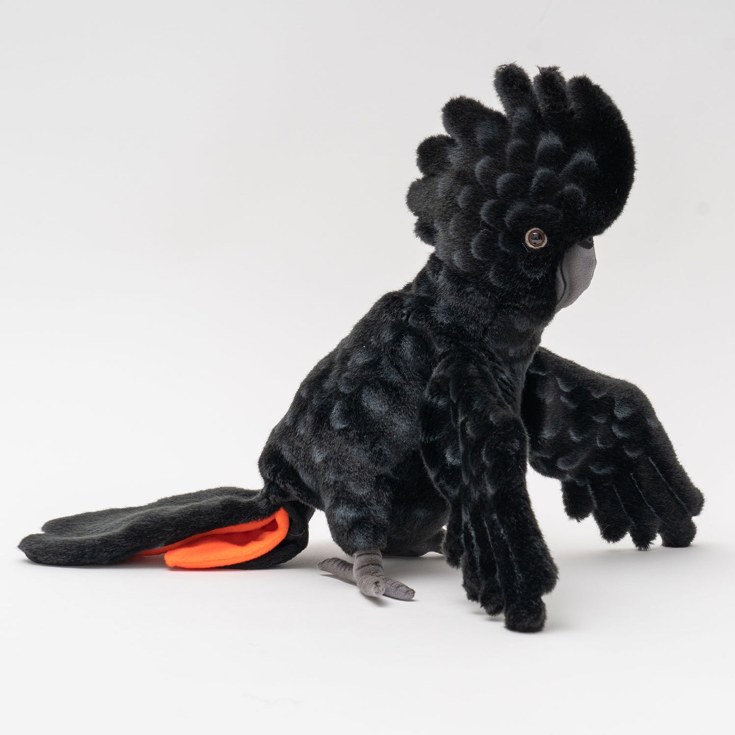 Hansa Black Cockatoo Puppet - 49cm - Soft Plush Toy | Australian Geographic