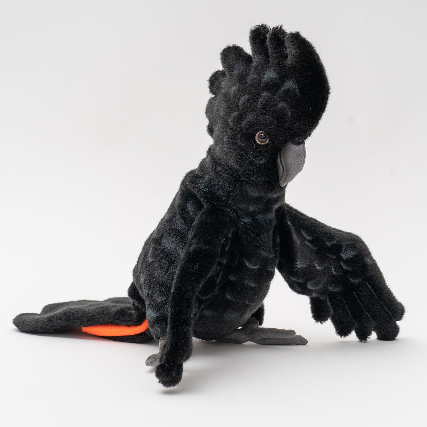 Hansa Black Cockatoo Puppet - 49cm - Soft Plush Toy | Australian Geographic