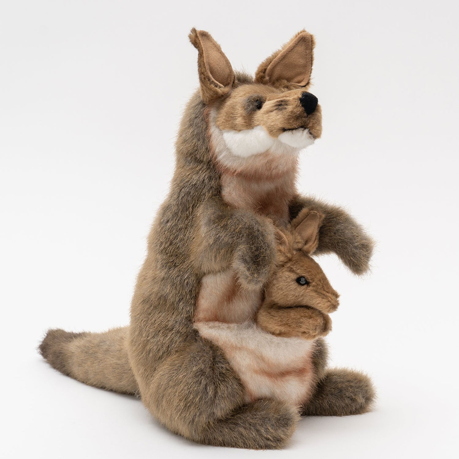 Hansa Kangaroo And Joey Puppet - 29cm - Soft Plush Toy | Australian Geographic