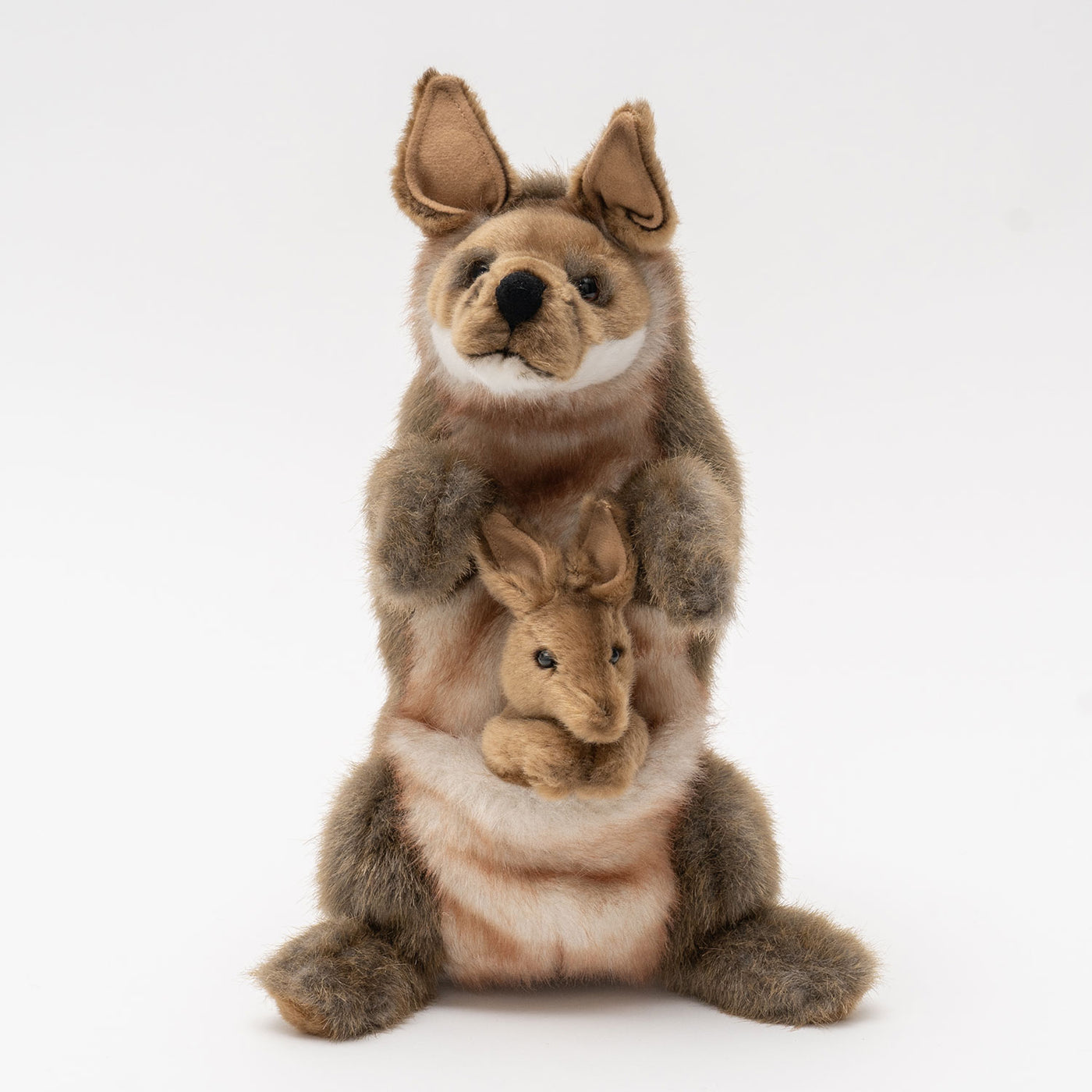 Hansa Kangaroo And Joey Puppet - 29cm - Soft Plush Toy | Australian Geographic