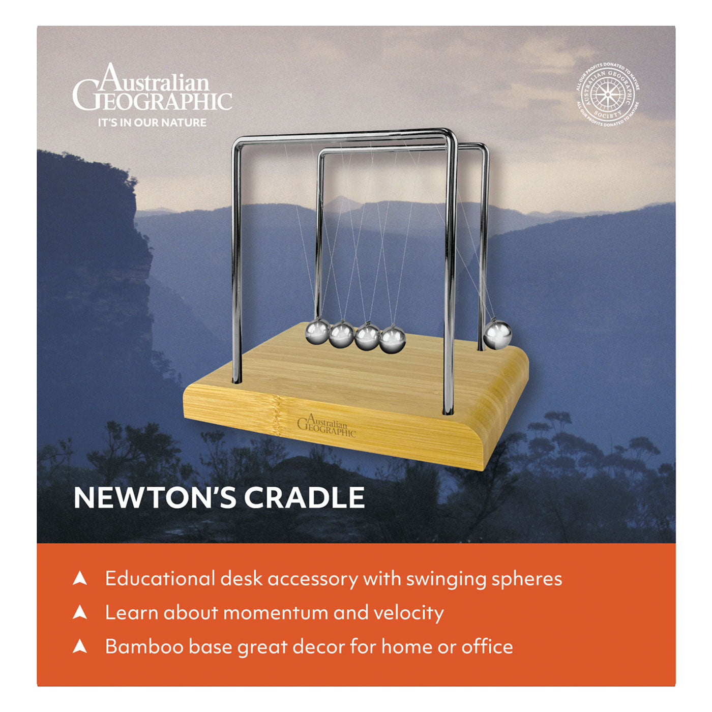 Newton’s Cradle – Bamboo Base — Australian Geographic