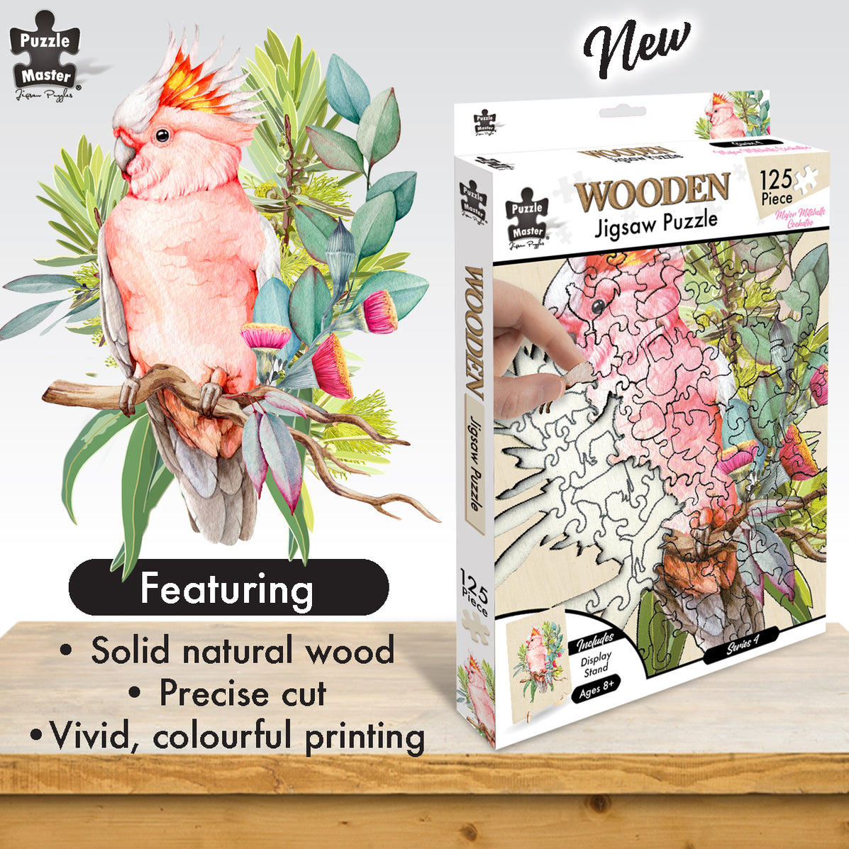 Shaped Wooden 132 Piece Major Mitchell's Cockatoo Jigsaw Puzzle ...